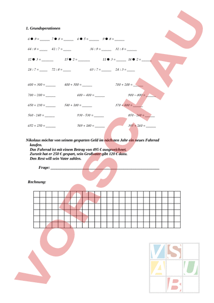 Arbeitsblatt: Mathematik - Mathematik - Gemischte Themen
