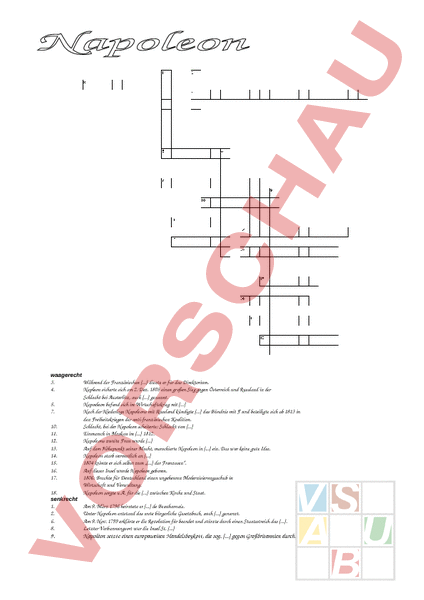 Arbeitsblatt: napoleon kreuzworträtsel - Geschichte - Neuzeit