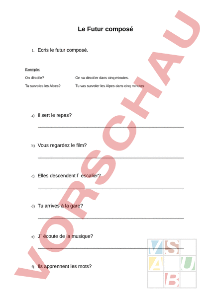 Arbeitsblatt: Le futur composé - Französisch - Grammatik