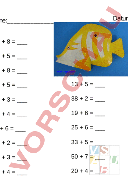 Arbeitsblatt: Addition - Mathematik - Addition