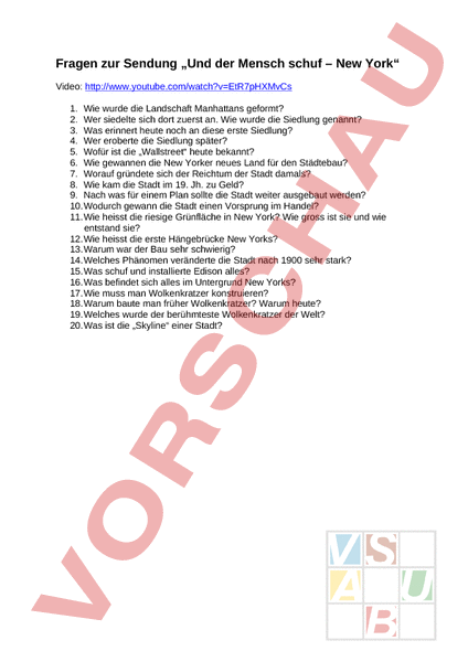 Arbeitsblatt: Entstehung von New York - Geographie - Nordamerika