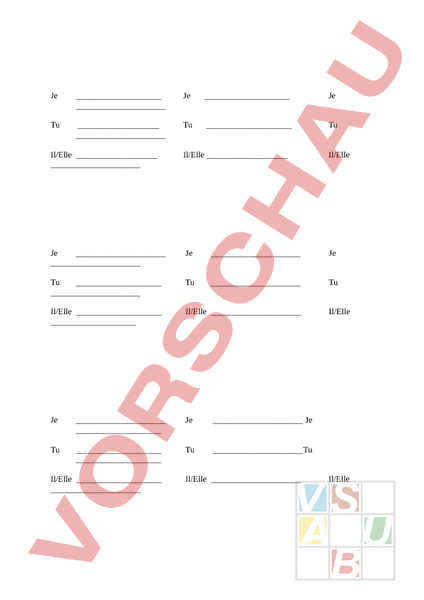 Arbeitsblatt: Je Tu Il/Elle - Französisch - Grammatik