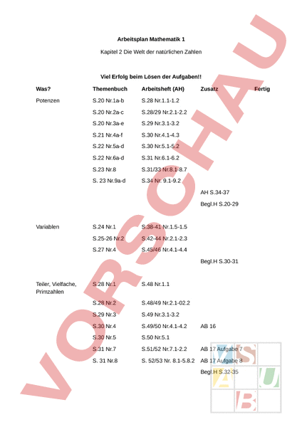 Arbeitsblatt: kapitel2 - Mathematik - Gemischte Themen