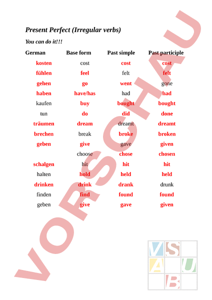 Arbeitsblatt: Present Perfect - Englisch - Grammatik