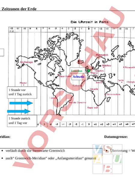 Arbeitsblatt: Zeitzonen - Geographie - Gemischte Themen