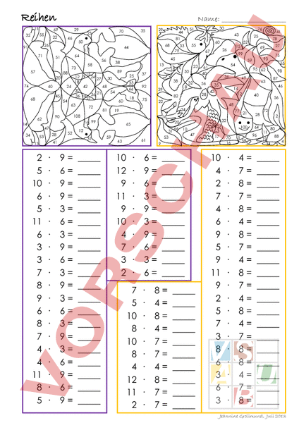 Arbeitsblatt: EINMALEINS - REIHEN, 1 - Mathematik - Multiplikation
