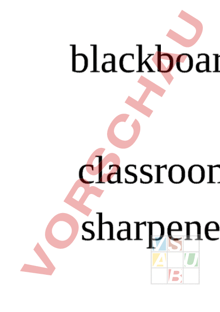 Arbeitsblatt: Gegenstände im Klassenzimmer - Englisch - Wortschatz