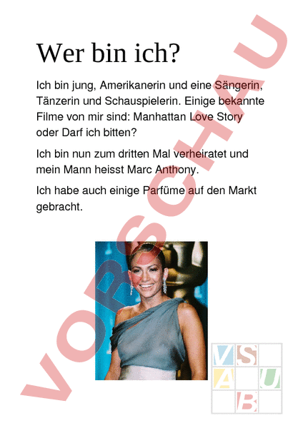 Arbeitsblatt: Wer bin ich? Wer bist du? - Deutsch - Texte schreiben