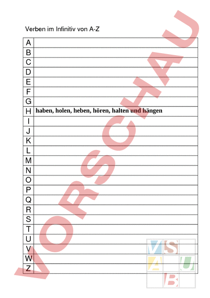 Arbeitsblatt: Verben im Infinitiv - Deutsch - Grammatik