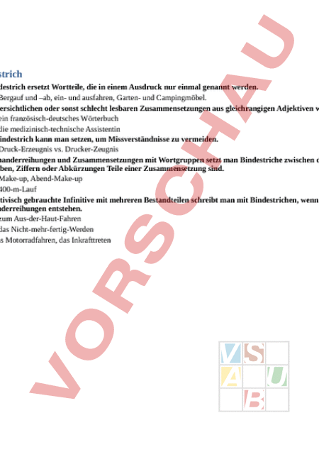 Arbeitsblatt: Bindestrich - Deutsch - Grammatik