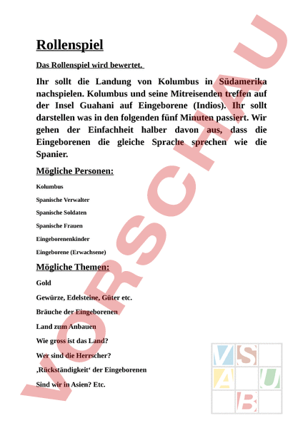 Arbeitsblatt: Rollenspiel Deutsch - Deutsch - Vorlesen / Vortragen ...