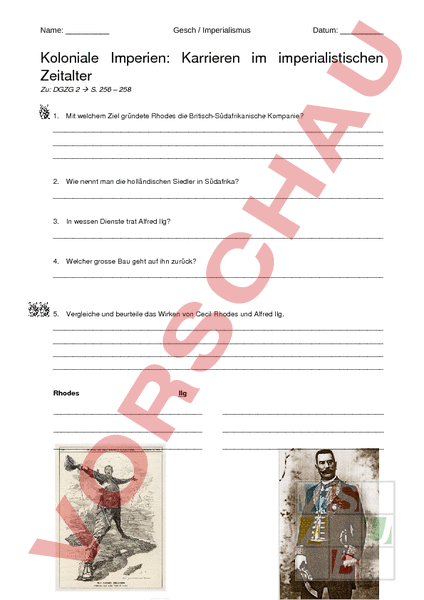 Arbeitsblatt: DGZG 2 - Koloniale Imperien - Karrieren im ...