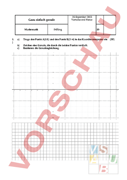 Arbeitsblatt: LU 4 ganz einfache Gerade - Mathematik - Anderes Thema