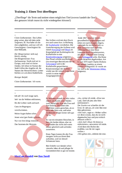 Arbeitsblatt: Textsorten erkennen Teil 2 - Deutsch - Textverständnis