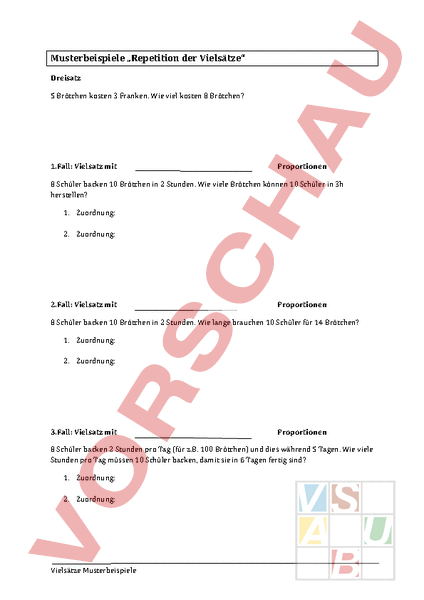 Arbeitsblatt: Direkte und umgekehrte Proportionen - Mathematik ...