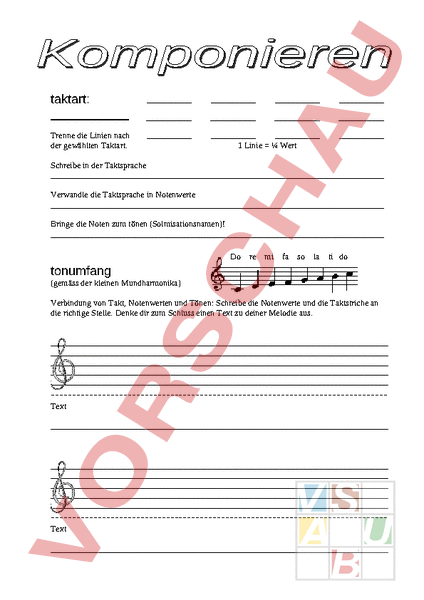 Arbeitsblatt: Komponieren - Musik - Musiktheorie / Noten
