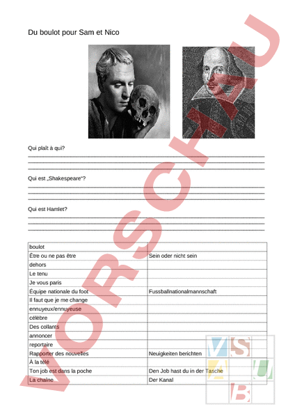 Arbeitsblatt: Du boulot pour Sam et Nico - Französisch - Gemischte Themen