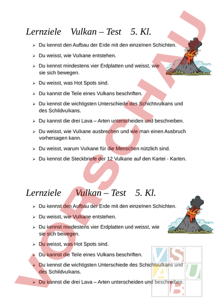 Arbeitsblatt: Vulkan Werkstatt Lernziele - Geographie - Geologie ...