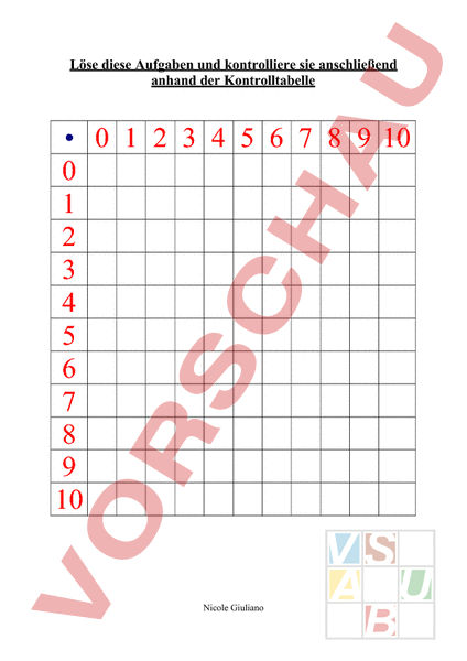 Arbeitsblatt: 100er Blatt - Mathematik - Zahlenbereiche