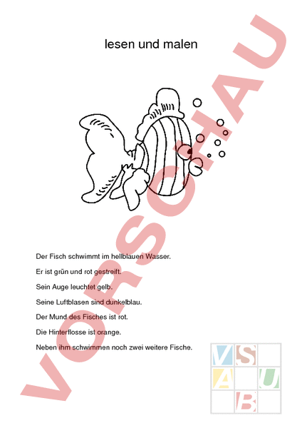 Arbeitsblatt: lesen und malen - Deutsch - Textverständnis