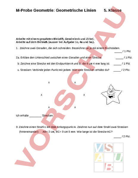 Arbeitsblatt: Geometriosche Linien - Geometrie - Geraden