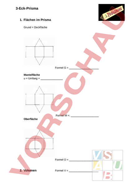 Arbeitsblatt: Dreieck Prisma - Geometrie - Körper / Figuren
