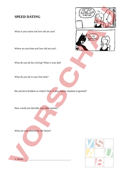 Arbeitsblatt: Speed Dating - Englisch - Anderes Thema