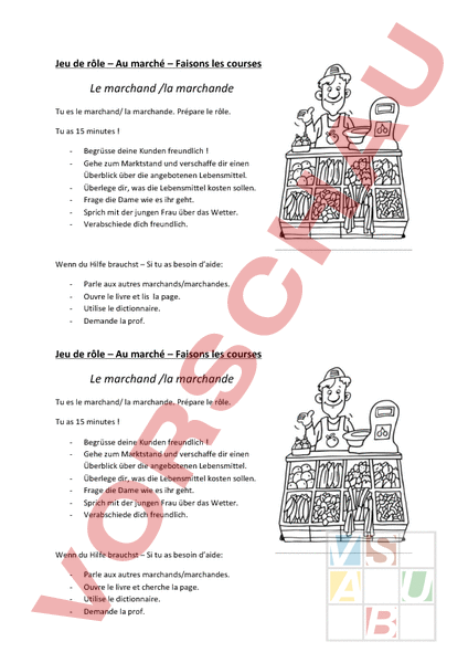 Arbeitsblatt: Au marché - Französisch - Gemischte Themen