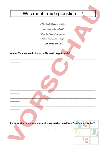 Arbeitsblatt: Was macht mich glücklich? - Lebenskunde ...