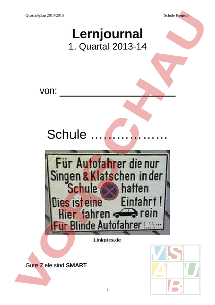 Arbeitsblatt: Lernjournal 1. Quartal 14/15 - Administration / Methodik ...