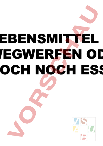 Arbeitsblatt: Abfall/ Wegwerfen - Wirtschaft, Arbeit, Haushalt - Ökologie
