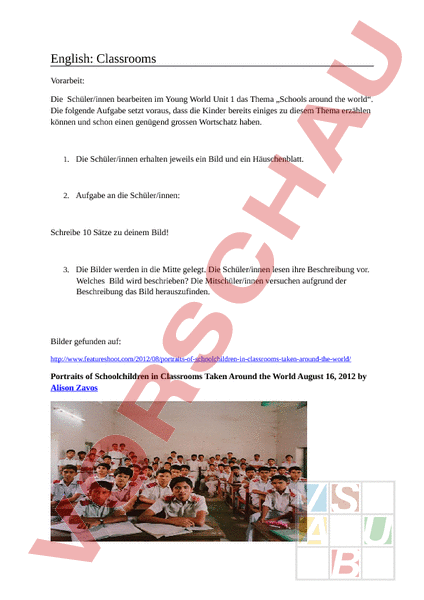 Arbeitsblatt: Englisch_Classrooms - Englisch - Texte schreiben
