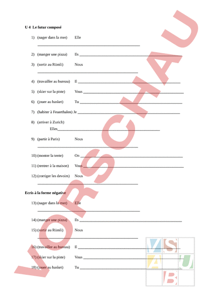 Arbeitsblatt: Unité 4 Basique -Futur composé - Französisch - Grammatik