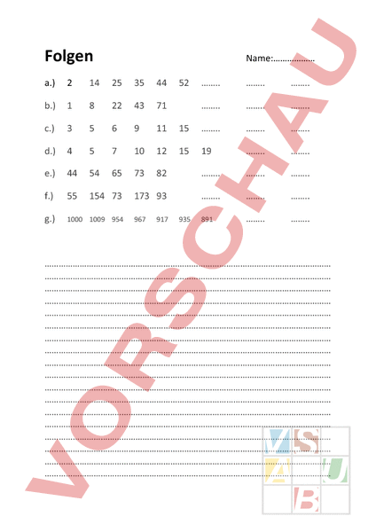 Arbeitsblatt: Folgen - Mathematik - Anderes Thema