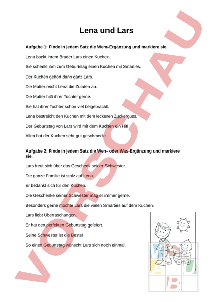 Arbeitsblatt: Dativ,Akku - Deutsch - Grammatik