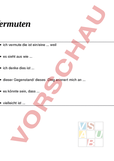 Arbeitsblatt: Vermuten - Deutsch - Gespräche