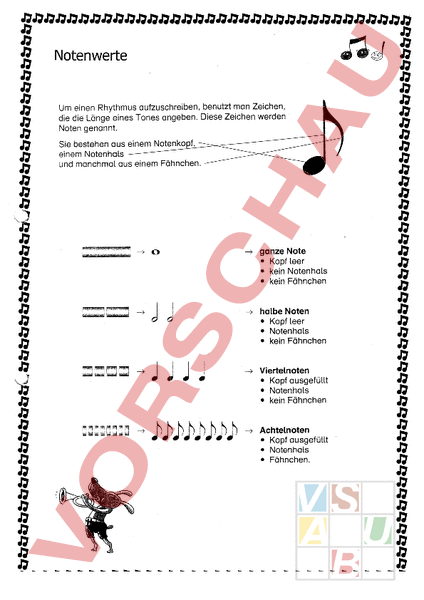 Arbeitsblatt: Notenwerte - Musik - Musiktheorie / Noten