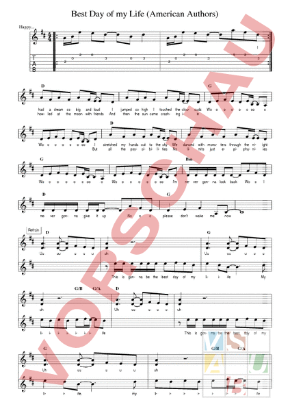 Arbeitsblatt: Best day of my life (Amnerican Authors) - Musik - Singen ...