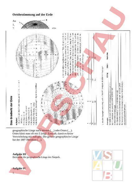 Arbeitsblatt: Atlasarbeit Gradnetz - Geographie - Kartographie / Gradnetz