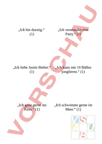 Arbeitsblatt: Spiel indirekte Rede - Deutsch - Grammatik