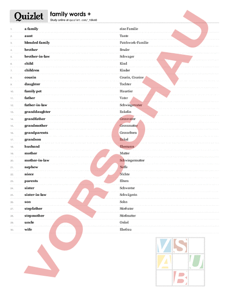Arbeitsblatt: family words - Englisch - Wortschatz