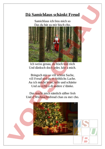 Arbeitsblatt: Samichlausvers - Deutsch - Gemischte Themen