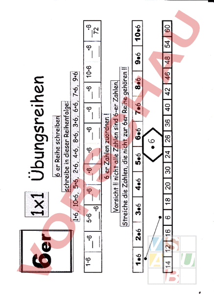 Arbeitsblatt: 6er Reihe - Mathematik - Multiplikation