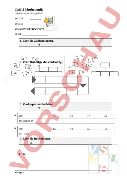 Arbeitsblatt: Test - Mathematik - Gemischte Themen