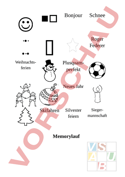 Arbeitsblatt: Memorylauf - Bewegung / Sport - Bewegung