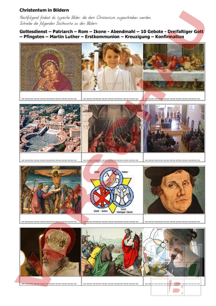 Arbeitsblatt: Christentum - Lebenskunde - Religionslehre / Bibel