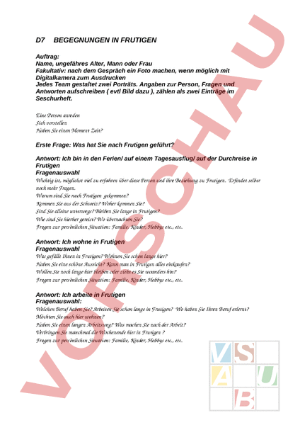 Arbeitsblatt: Interview - Deutsch - Gespräche