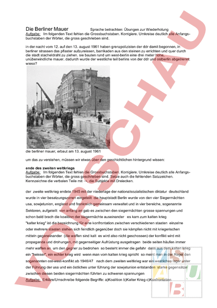 Arbeitsblatt: Die Berliner Mauer: Übungen zur Wiederholung - Deutsch ...
