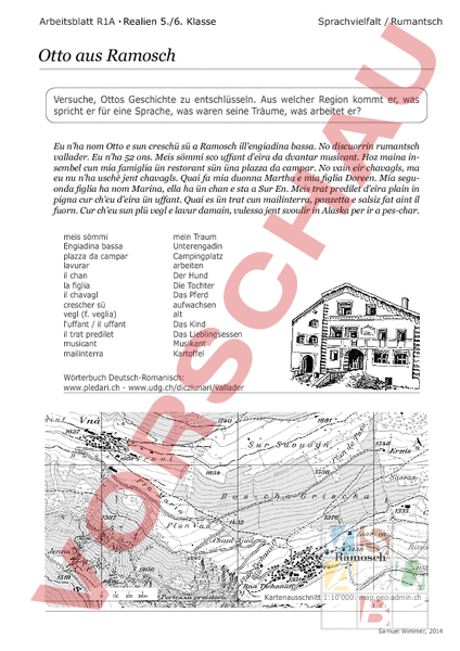 Arbeitsblatt: Sprachvielfalt Romanisch - Geographie - Schweiz