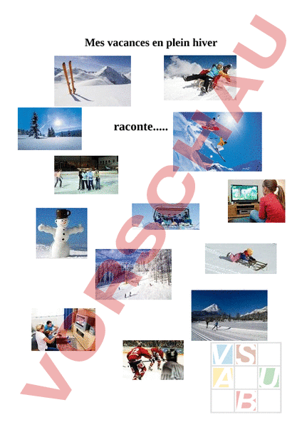 Arbeitsblatt: Mes vacances en plein hiver - Französisch - Wortschatz